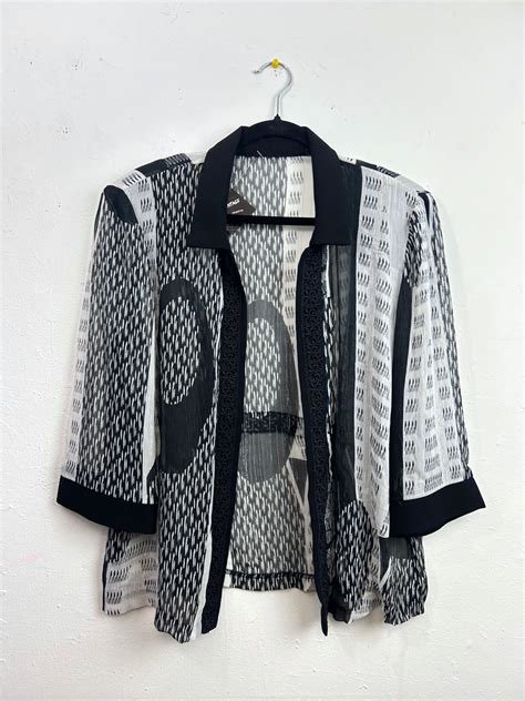 Sheer Black And White Abstract Jacket East Village Vintage Collective