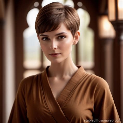 Light Brown Pixie Cut Monks Simple Attire Stable Diffusion Online