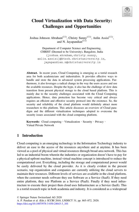 Pdf Cloud Virtualization With Data Security Challenges And Opportunities