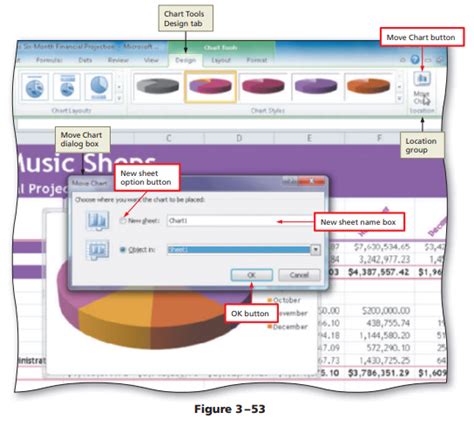 solved when excel draws the chart click the move chart button