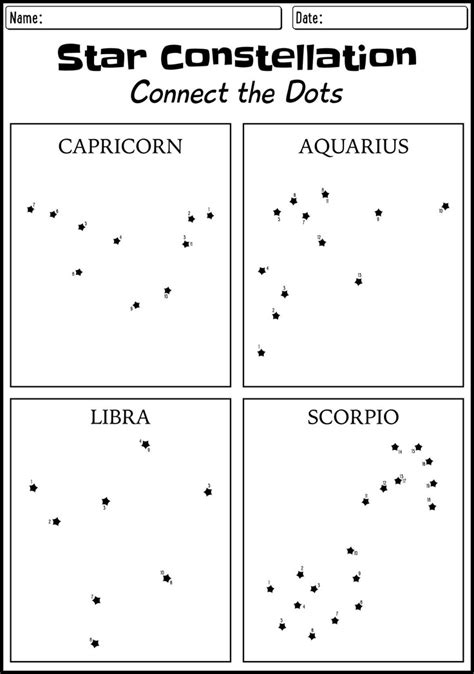 Printable Star Constellation Connect The Dots Worksheet