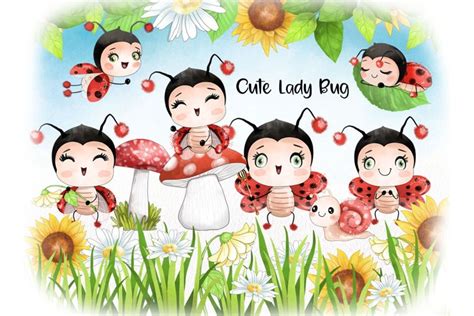 Cute Ladybug Clipart Instant Download Png File