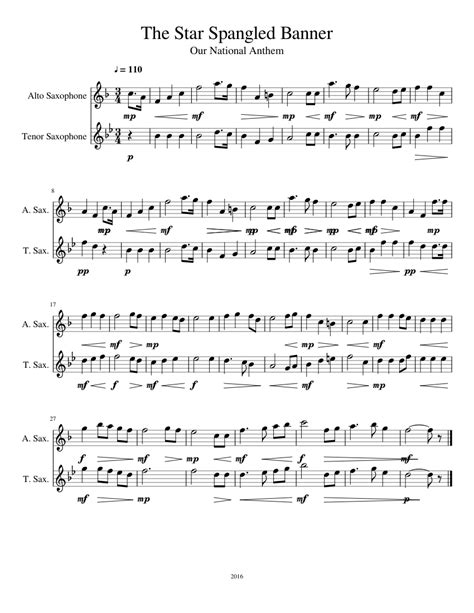 Anna And Kat Star Spangled Banner Sheet Music For Saxophone Alto