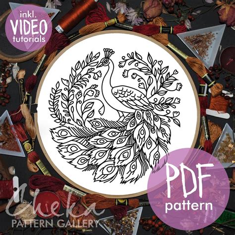 Peacock Hand Embroidery Pattern Beautiful Embroidery Pattern