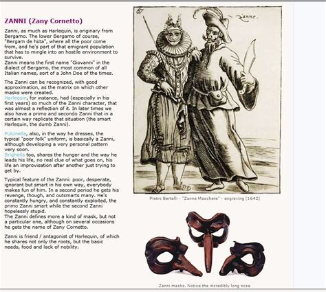Zanni Zany Cornetto Stock Character Commedia Dellarte Sketches