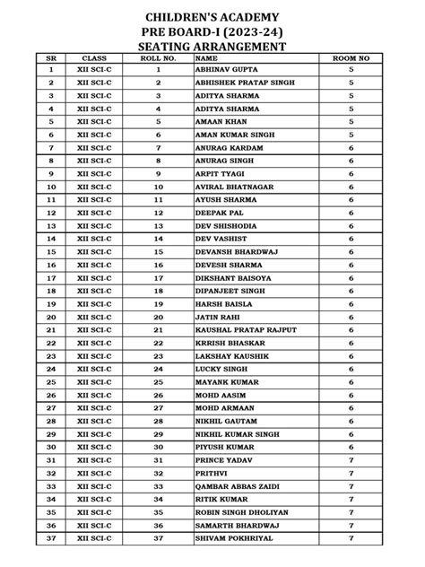 Xii Sci C Pb 1 Seating Pdf