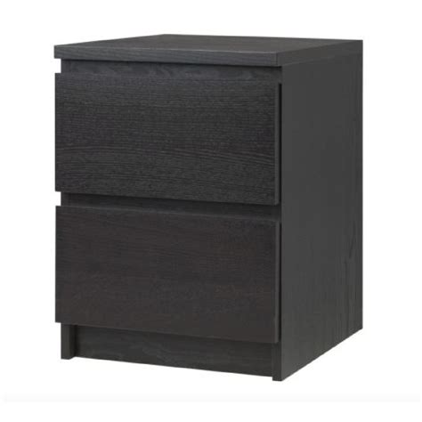 Ikea Malm Black Brown 2 Drawer Nightstand Aptdeco