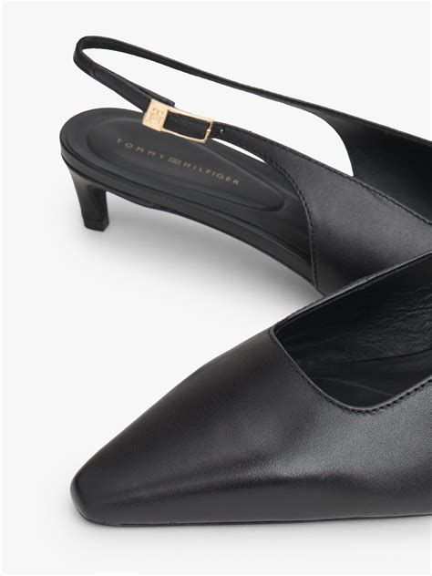 Black Th Monogram Leather Kitten Heels Tommy Hilfiger