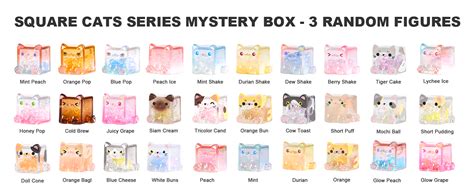 Square Cat Series Blind Box 3 Figures Per Box Random