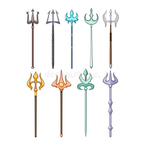 Trident Magic Set Cartoon Vector Illustration Stock Vector