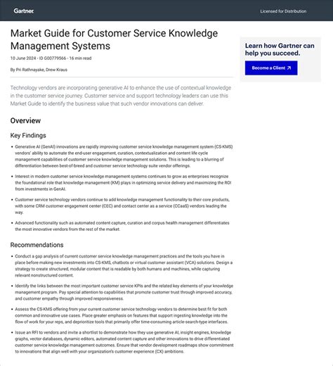 Gartner® Market Guide For Customer Service Knowledge Management Systems