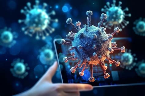 Premium Ai Image A Tablet Screen Shows A Virus With A Person Holding A Tablet That Saysvirus