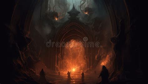 Dante S Vision Of The Inferno Hell Portal Stock Illustration