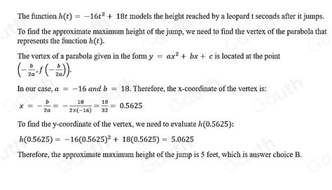 Solved The Function Ht 15t218 Models The Height In Feet Reached
