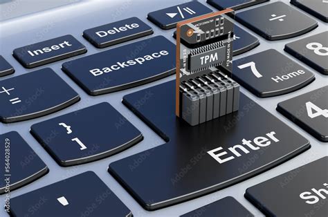 Trusted Platform Module Tpm On Laptop Keyboard 3d Rendering Stock Illustration Adobe Stock