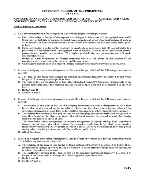 9417 Foreign Currency Transactions Hedging And Derivatives Pdf