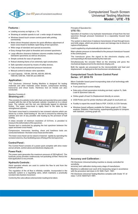 Digital Touch Screen Universal Testing Machine Fie Make 1200kn