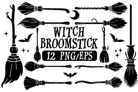 Witch Broomstick Halloween Silhouette Graphic By Ppoint · Creative Fabrica