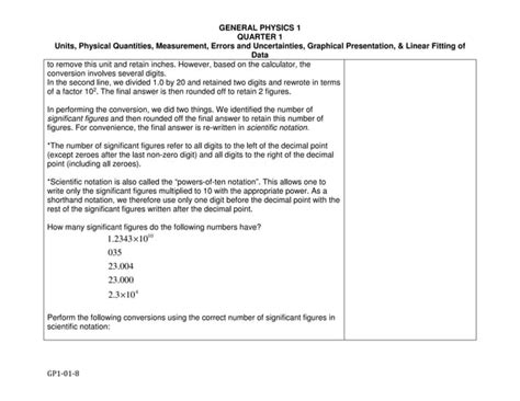 General Physics 1 Teaching Guide Pdf Professional School