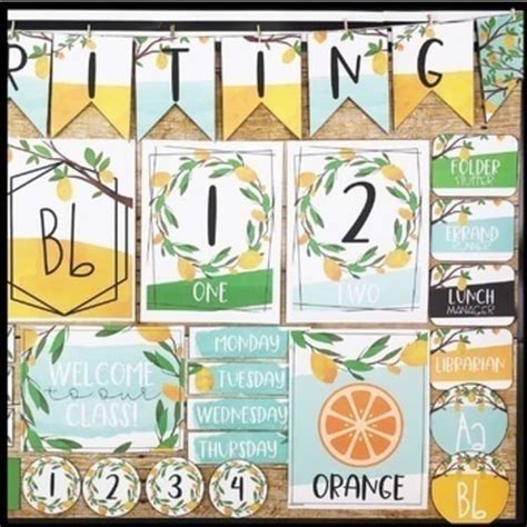 Lemon Classroom Decor Bundle Editable Bright Classroom Themes Decor