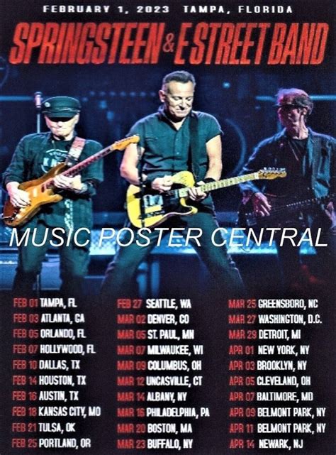 Bruce Springsteen And The E Street Band 2023 Tour Poster Etsy