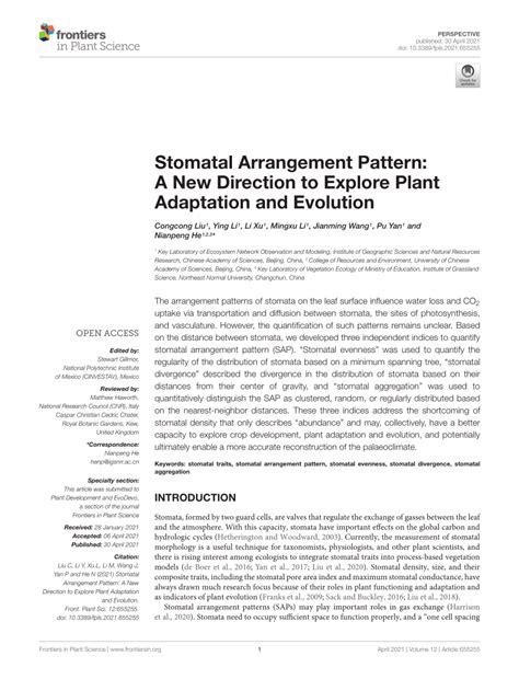 Pdf Stomatal Arrangement Pattern A New Direction To Explore Plant Adaptation And Evolution