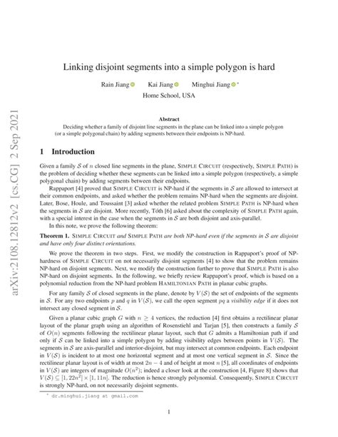 Linking Disjoint Segments Into A Simple Polygon Is Hard Deepai