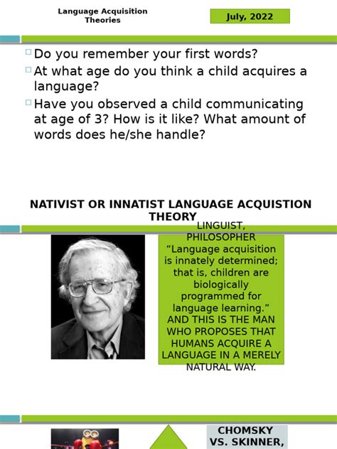 Nativist Theory Pdf Language Acquisition Language Development