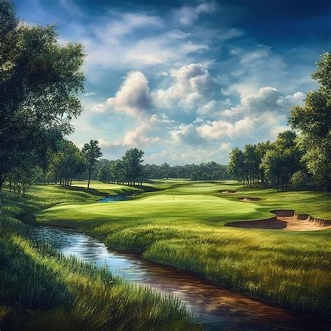 Premium Ai Image Golf Field Generative Ai