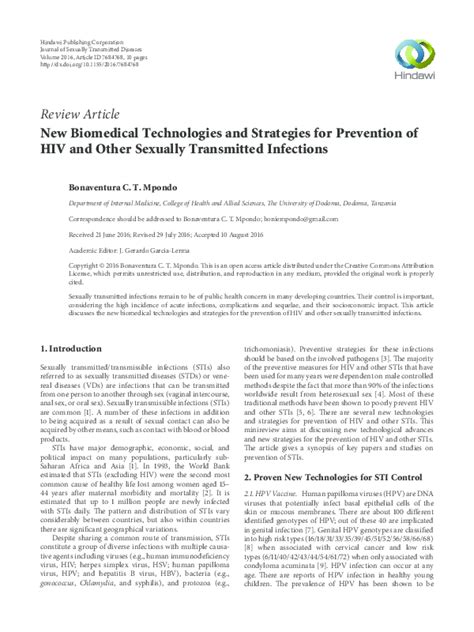 Pdf New Biomedical Technologies And Strategies For Prevention Of Hiv