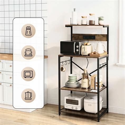 Artiss 4 Tier Kitchen Rack Microwave Bakers Storage Shelf With 3