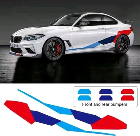 For Bmw M Sport Stripes Stickers Vinyl Decals 1 2 3 4 5 Series 140i M2
