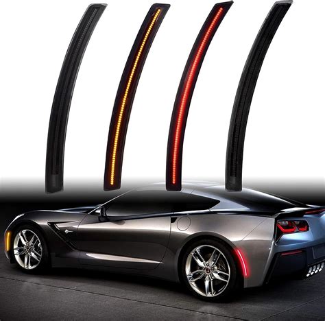For 2014 2019 Chevy Corvette C7 Smoked Red Led Rear Bumper Side Marker Light Kit Motors Car
