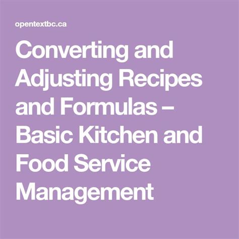 Mastering Recipe Conversion And Adjustment