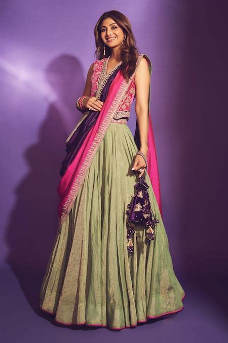 Buy Purple Velvet Tissue Silk Organza Cut Work Sequins Johri Koti Skirt Set For Women By