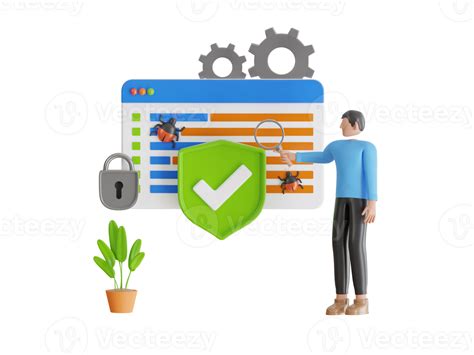 3d Illustration Of Encrypted Computer With Shield And Padlock