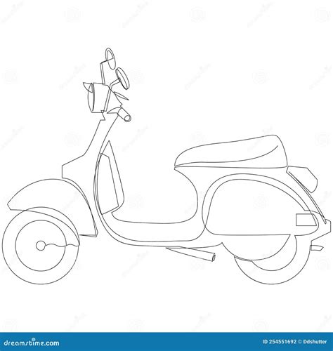 Classic Scooter Continuous One Line Drawing Classical Scooter