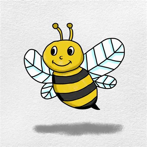 How To Draw A Bee Step By Step How To Draw A Cute Bee Drawing Easy