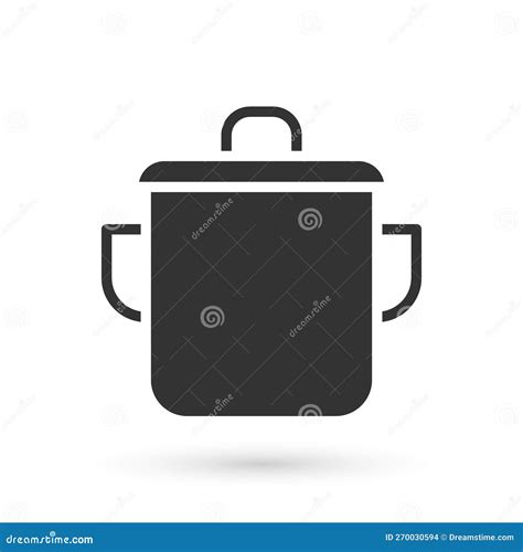 Grey Cooking Pot Icon Isolated On White Background Boil Or Stew Food