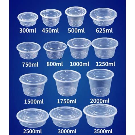 10pcs Round Microwavable Food Container Disposable Plastic Tub 300ml 450ml 750ml 1000ml 1250ml