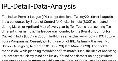 ipl detail data analysis notebook by prajwal karmarkar g