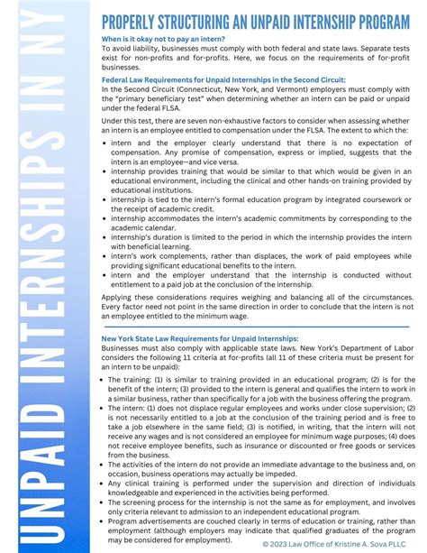 Unpaid Internship Cheat Sheet For Ny Employers Sova Law