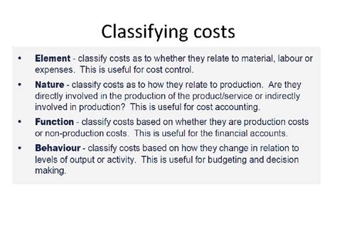 chapter 4 cost classification cost objects units and