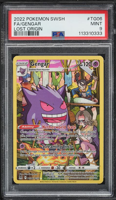 2022 Pokemon Sword And Shield Lost Origin Full Art Gengar Tg06 Psa 9