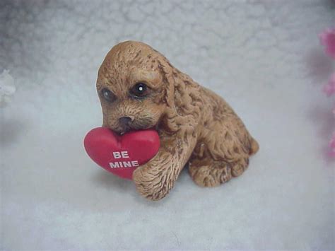Kathy Wise Enesco 1986 Puppy Dog Holding Valentine Be Mine Heart
