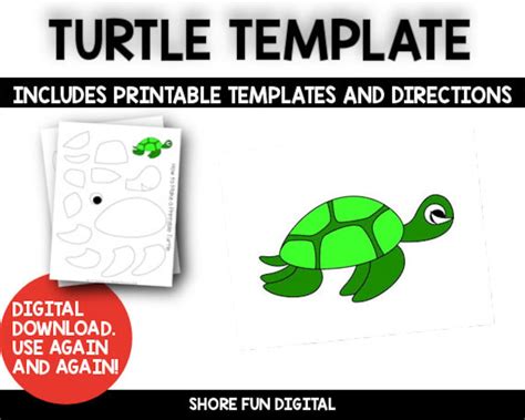 Printable Turtle Craft Template With Directions Etsy