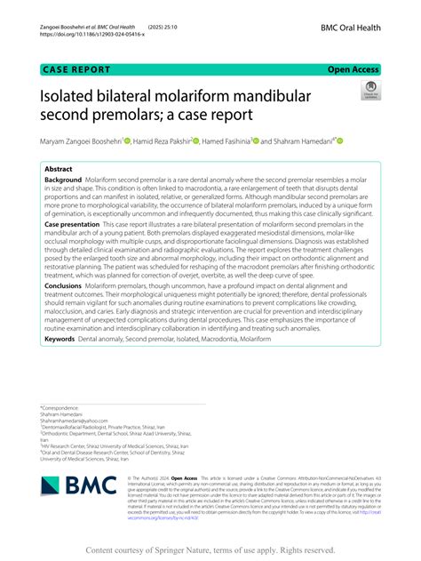 Pdf Isolated Bilateral Molariform Mandibular Second Premolars A Case