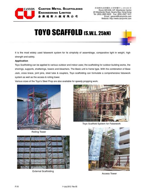 Toyo Scaffolding System Overview Pdf Scaffolding Building Engineering