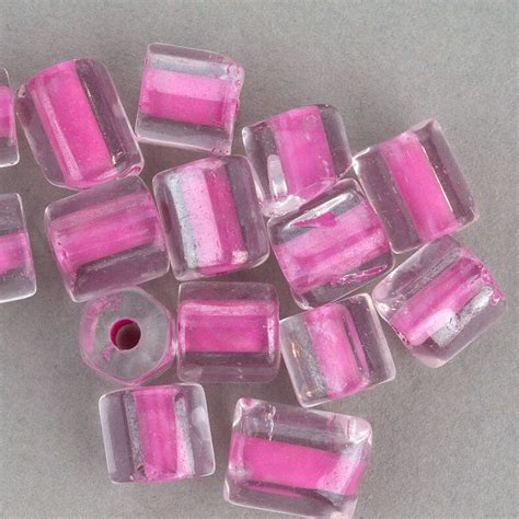 Vintage Clear Glass Over Fuchsia Core Pentagons 7mm Pkg Of Etsy