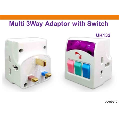 Me 3 Way Adaptor Universal Travel Plug 13a Switch Socket Adapter Suis